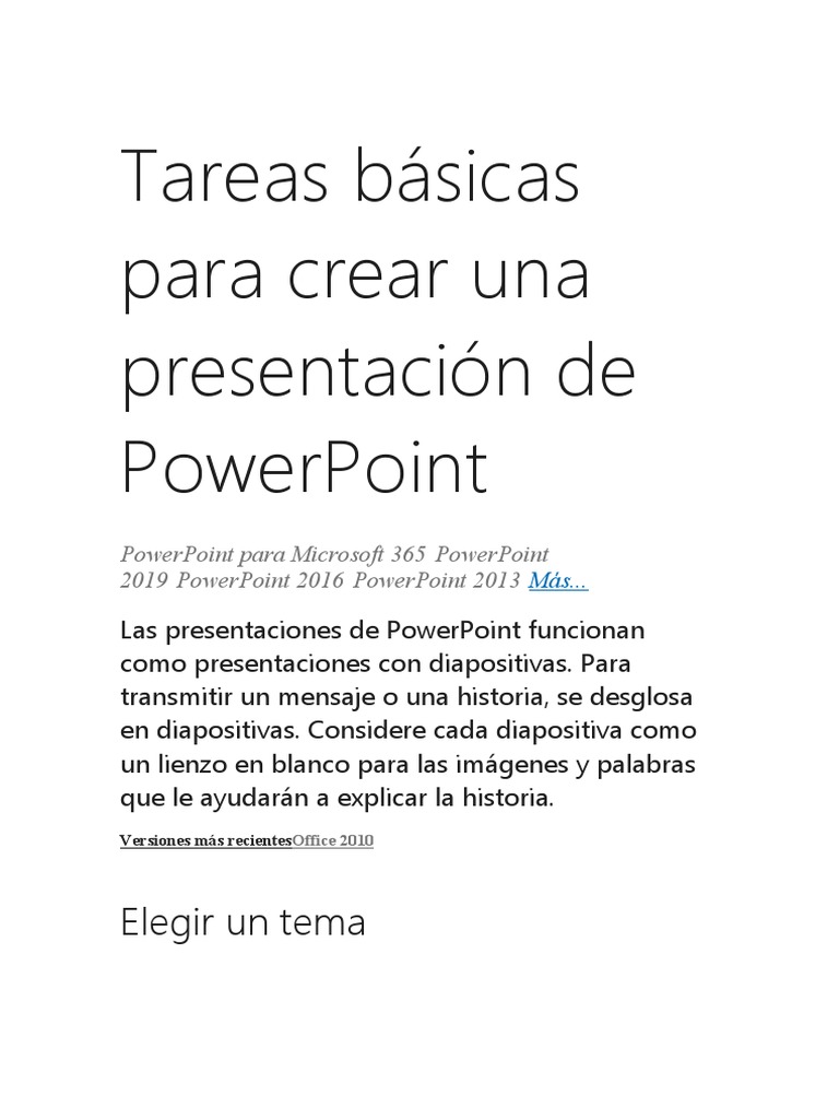 Tareas Básicas para Crear Una Presentación de PowerPoint | PDF ...