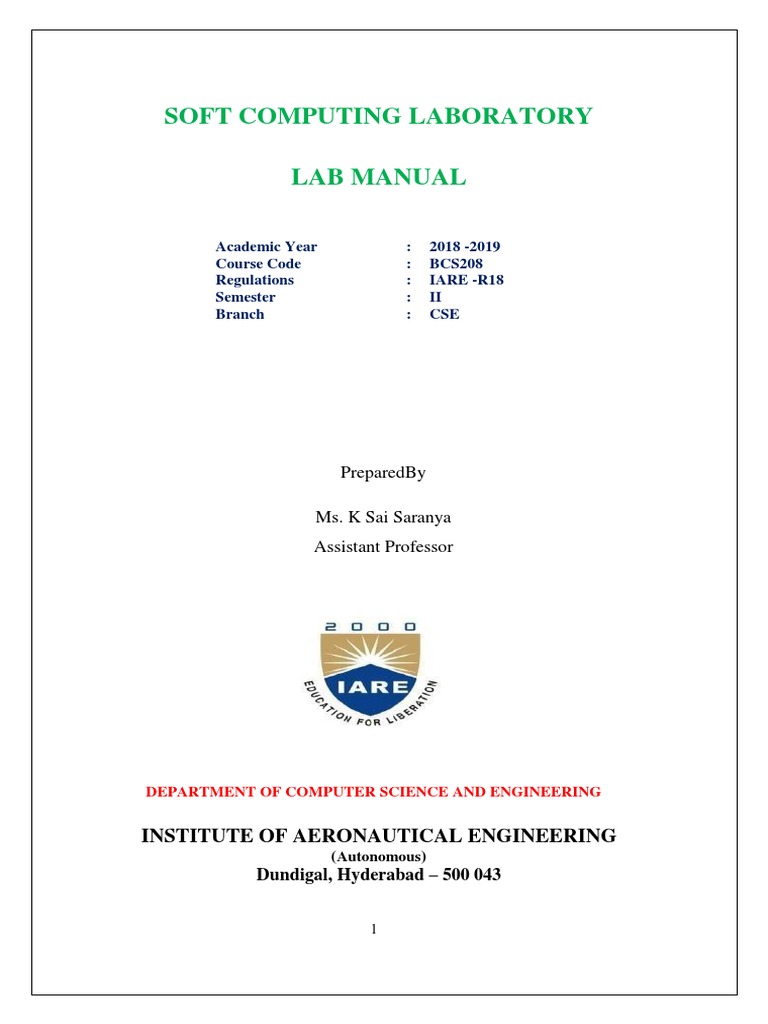 Soft Computing Laboratory Lab Manual | PDF | Set (Mathematics) | Artificial Neural Network