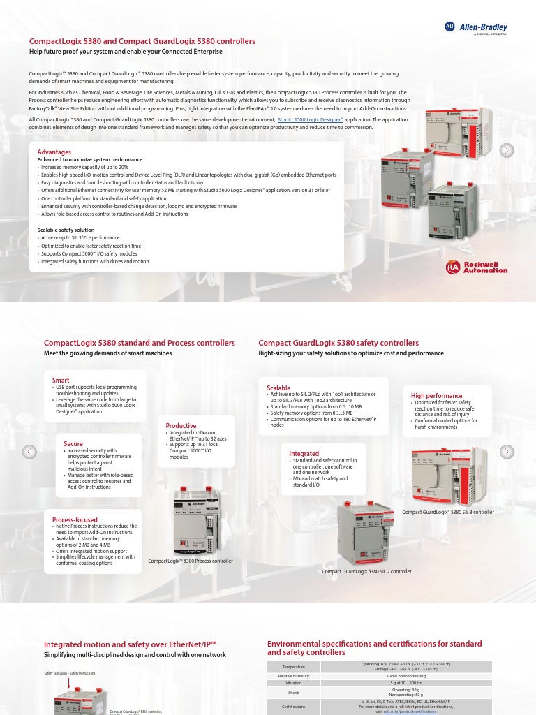 Compactlogix 5380 and Compact Guardlogix 5380 Controllers | PDF