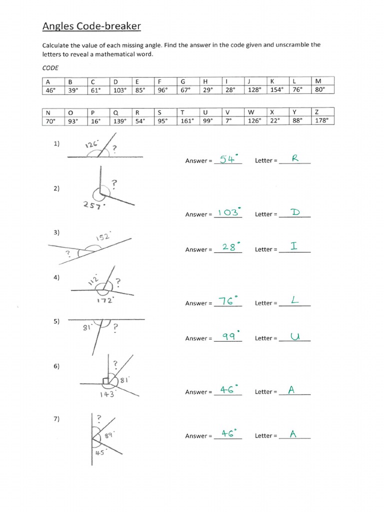 Angles Code Breaker Answers | PDF