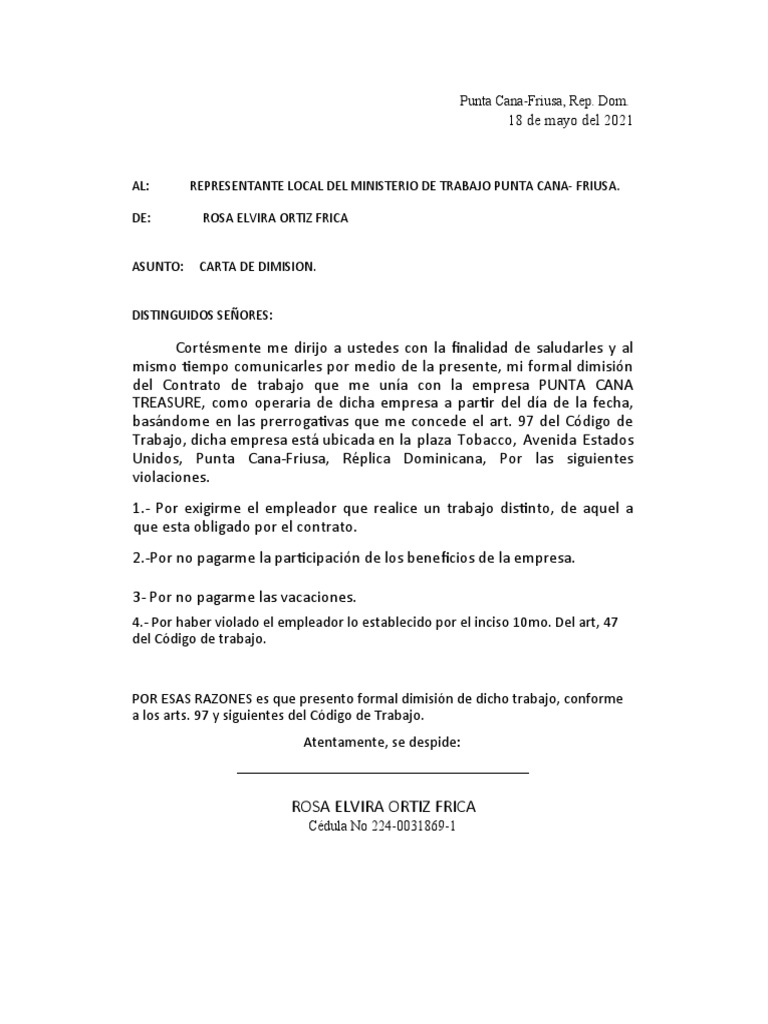 Carta de Dimision | PDF