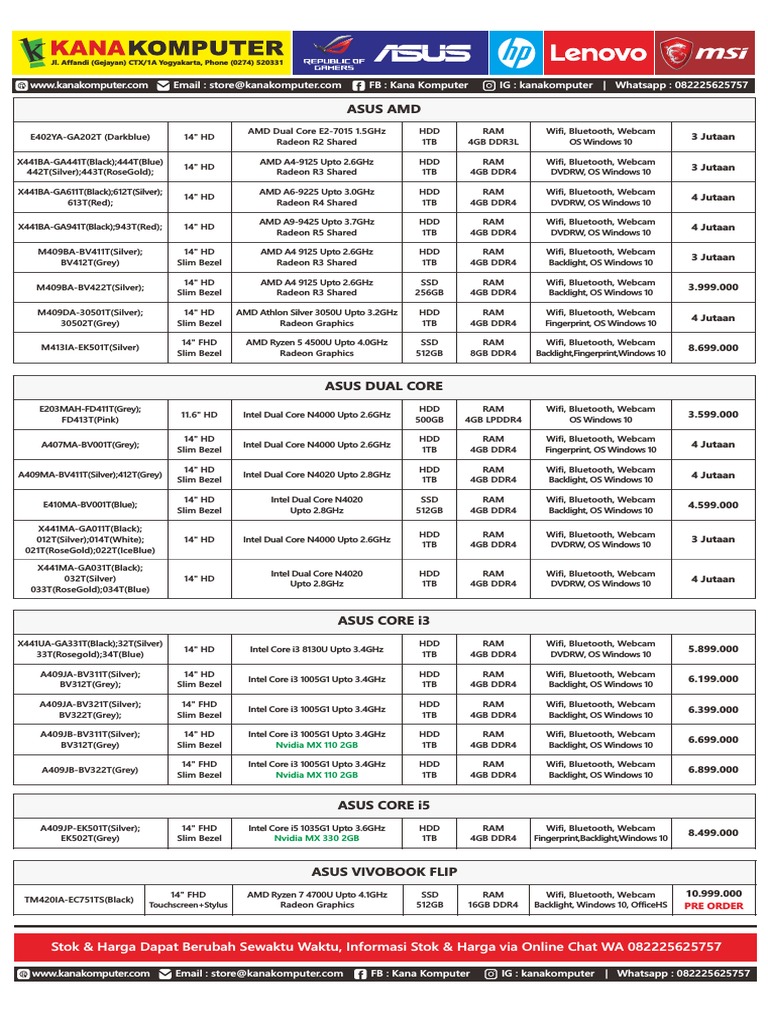 Asus Amd: Stok & Harga Dapat Berubah Sewaktu Waktu, Informasi Stok ...