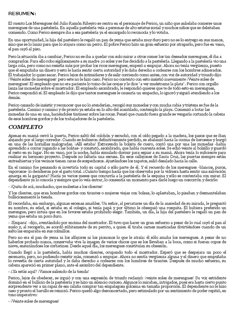 Resumen Del Cuento | PDF | Alimentos