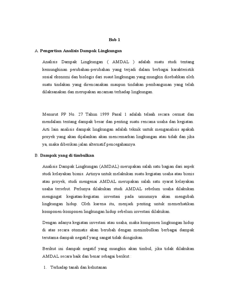 AMDAL: Definisi, Dampak, dan Solusi | PDF
