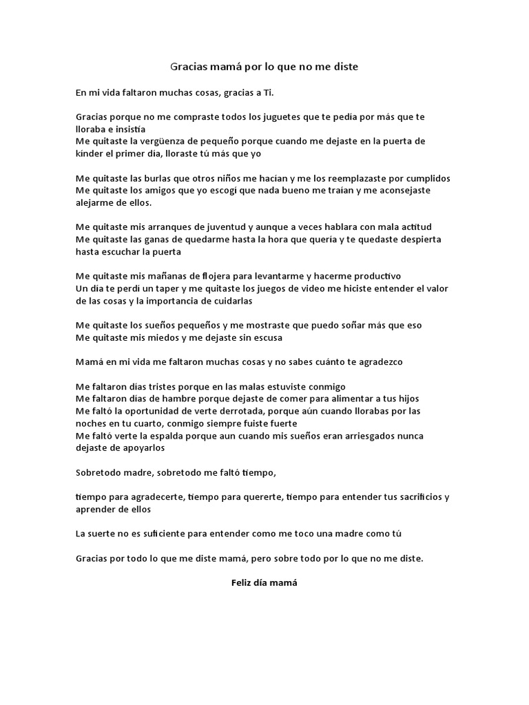 Gracias Mamá Por Lo Que No Me Diste Pdf