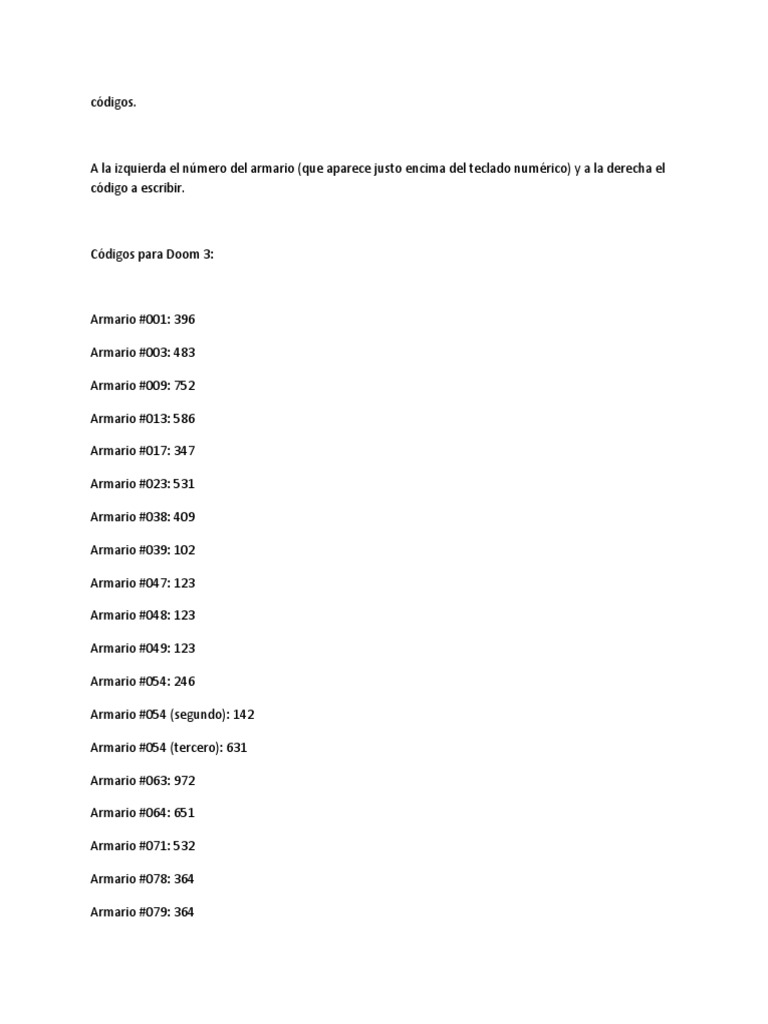Códigos Doom 3 | PDF