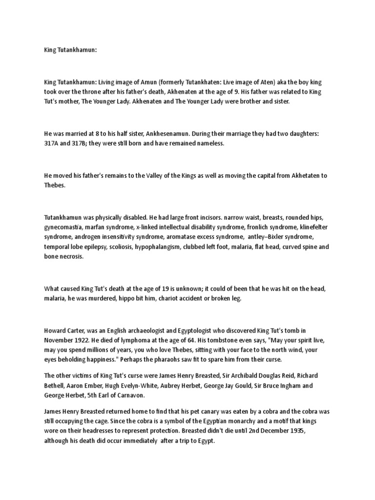 King Tutankhamun | PDF | Tutankhamun | Ancient Egyptians