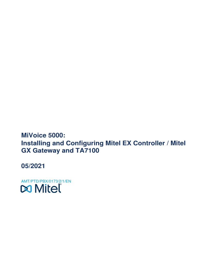 24 - Mitel EX Controller Mitel GX Gateway and TA7100 - Installation and Configuration | PDF ...