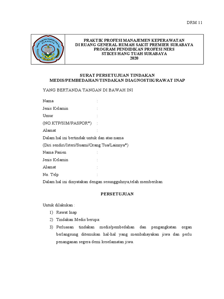 Persetujuan Tindakan Medis di RS Premier | PDF