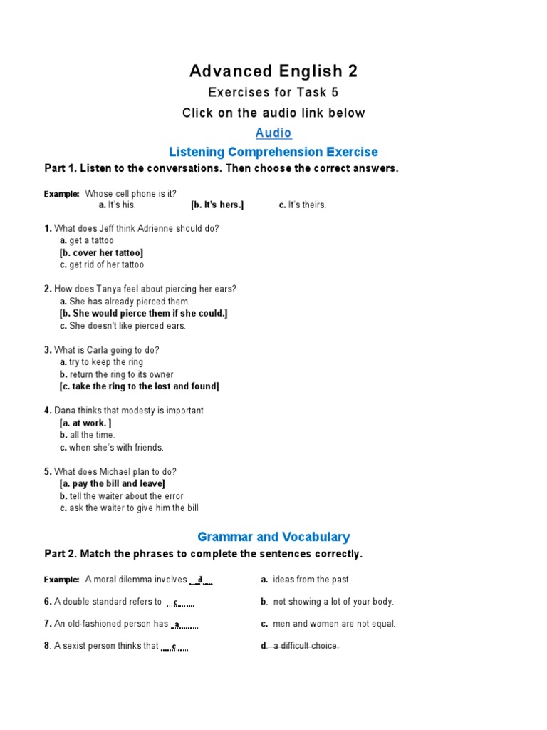 Advanced English 2: Listening Comprehension Exercise | PDF | Truth