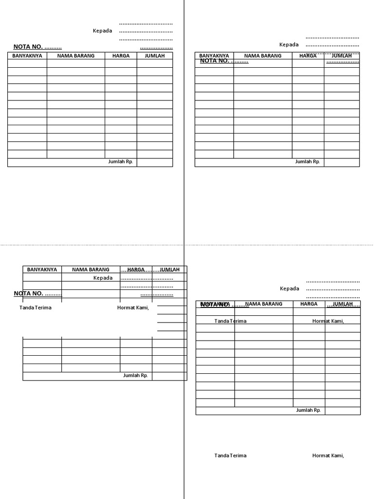 Contoh Format Nota Transaksi | PDF
