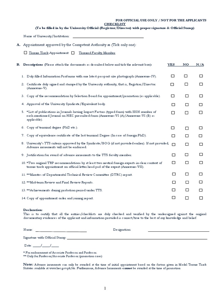 Revised TTS Proforma Certificate and Checklist in PDF | PDF | Doctor Of ...