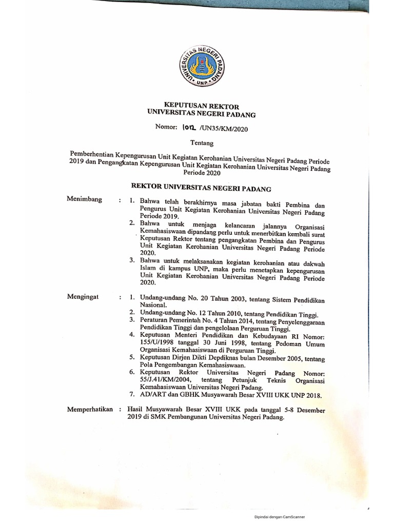 SK Pengurus UKK 2020 | PDF