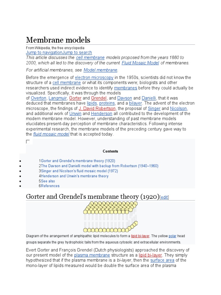 Membrane Models: Gorter and Grendel's Membrane Theory (1920) | PDF ...