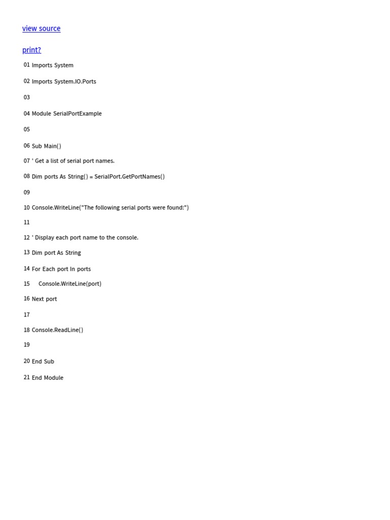 Serial Port Communication With VB - Net (Ports Don't Show Up) - VB - Net - Dream - In.code | PDF ...