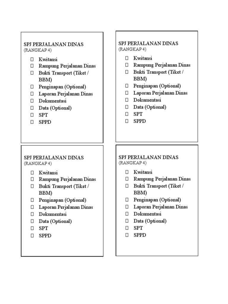 Checklist SPJ Dinas | PDF