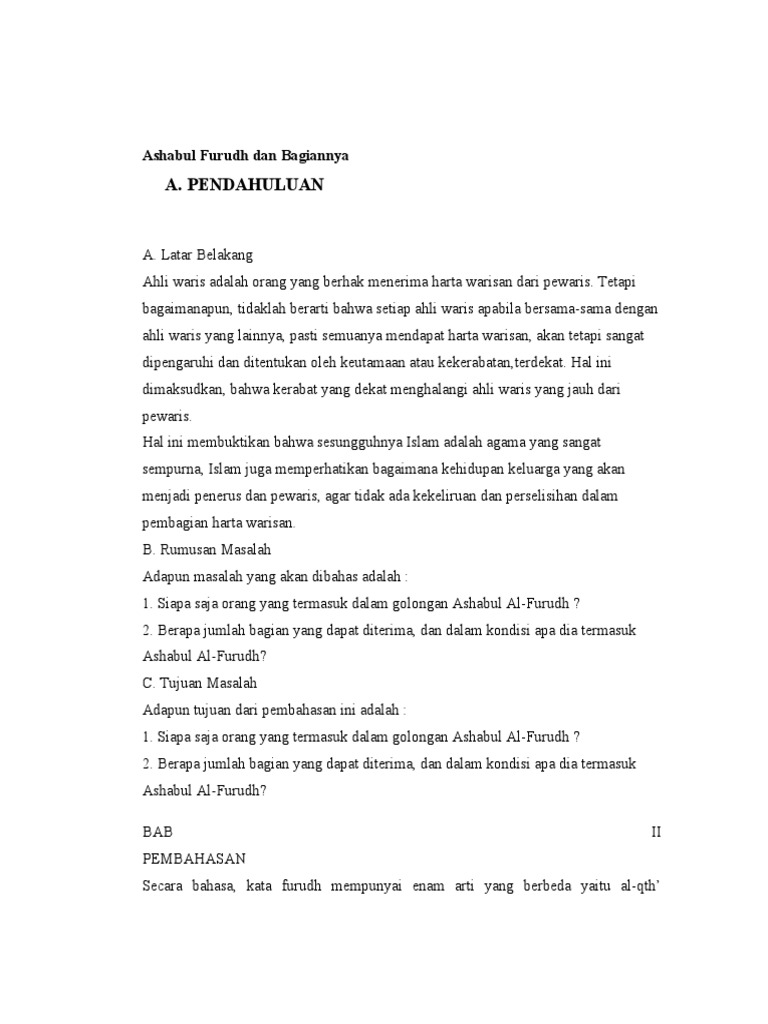 Ashabul Furudh Dan | PDF