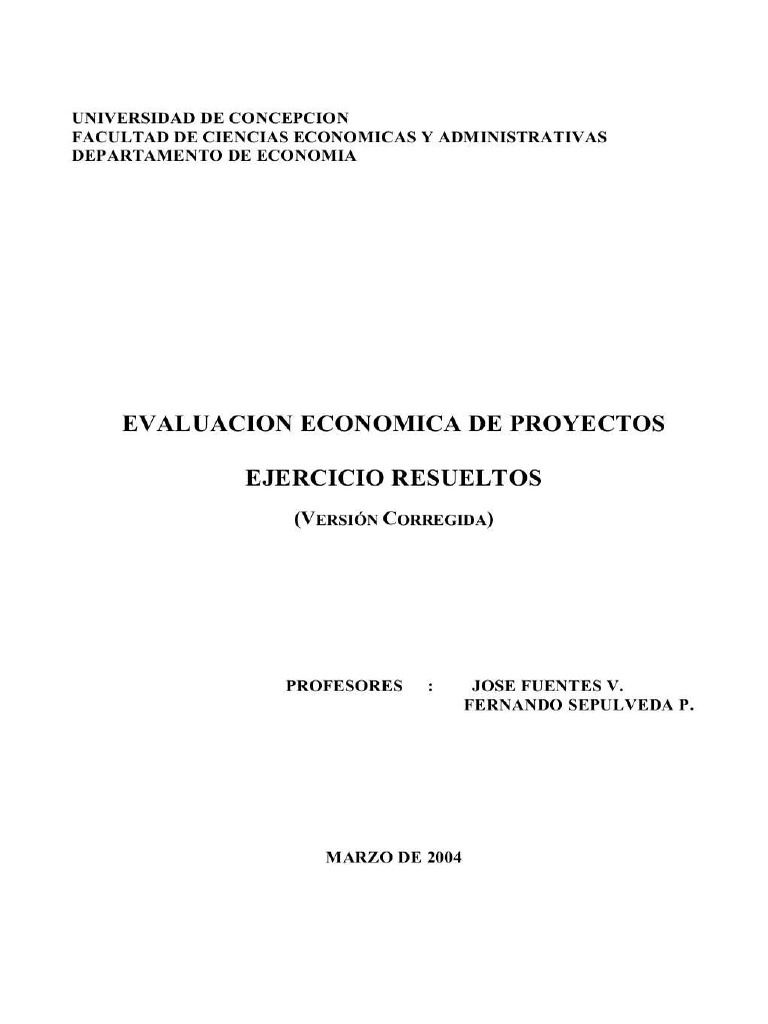 PDF Ejercicios Evaluacion Proyectos - Compress | PDF