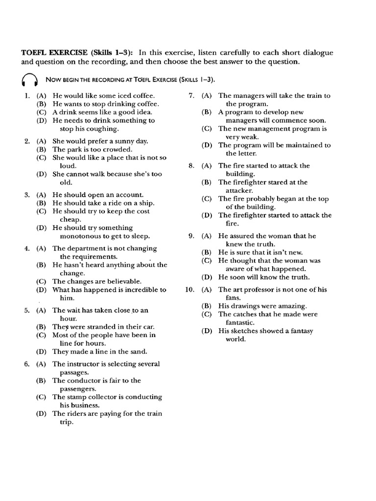 TOEFL Exercise 1-3 | PDF