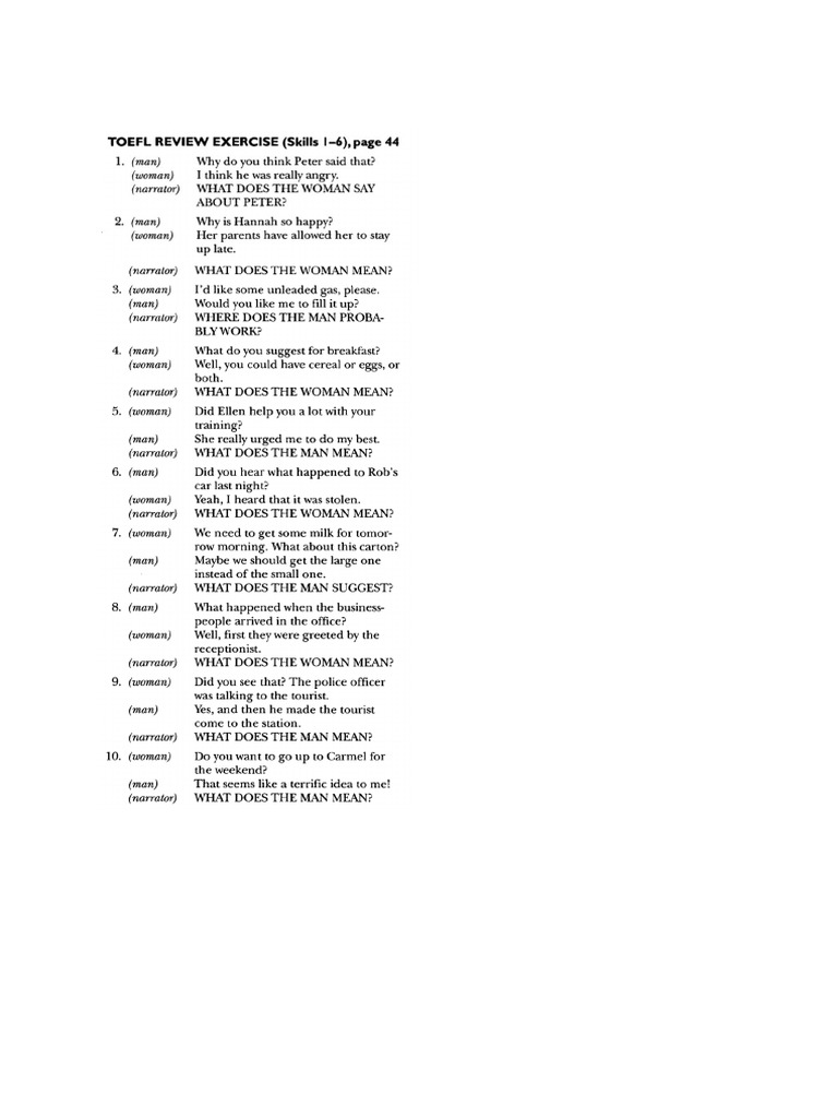 Toefl Exercise 1-6 Transcript | PDF