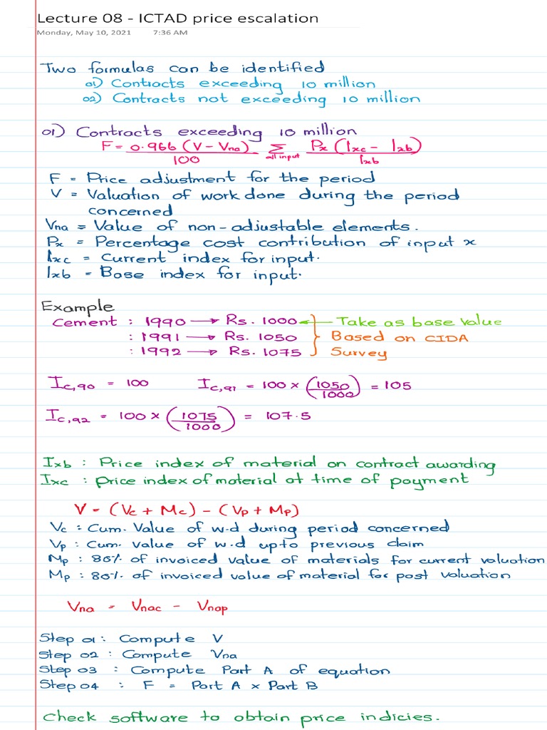 Lecture 08 - ICTAD Price Escalation | PDF