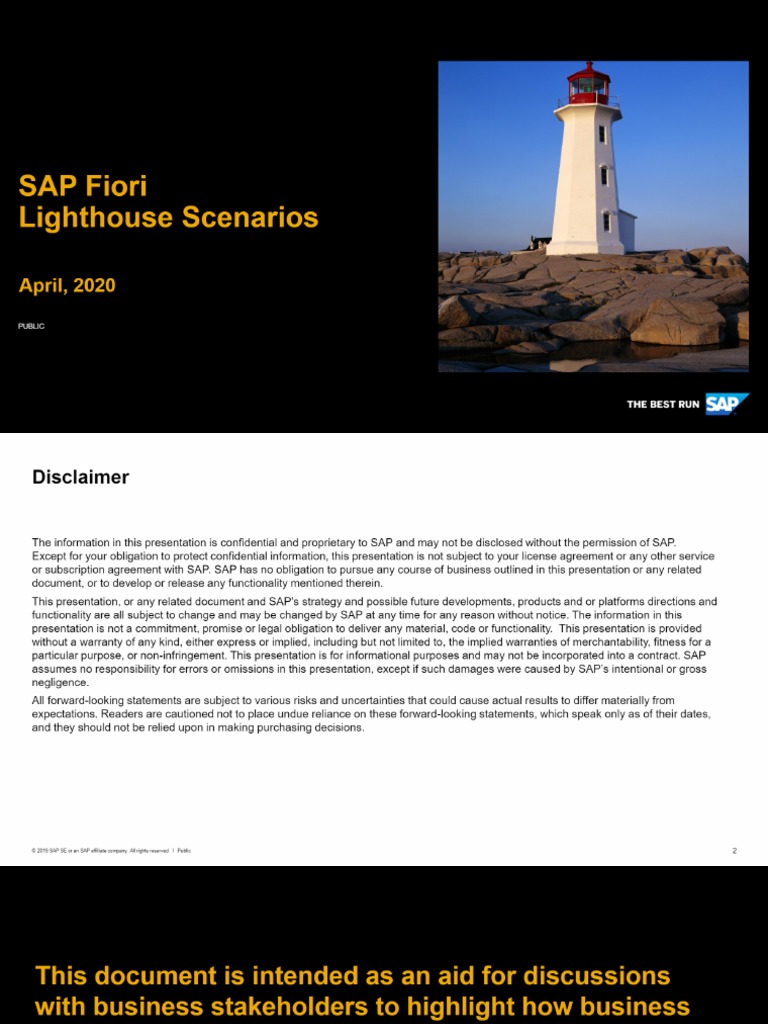 SAP Fiori Lighthouse Scenarios | PDF