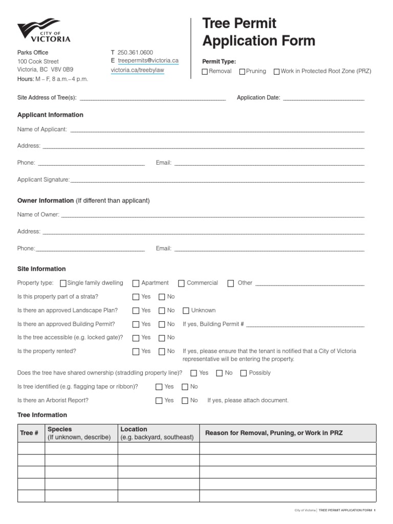 Tree Permit Application Form FINAL | Download Free PDF | Indemnity ...