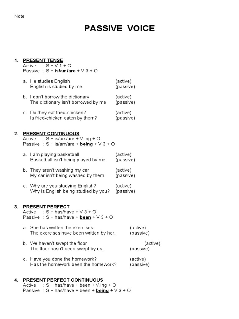 Note Passive Voice | Download Free PDF | Perfect (Grammar) | Grammar