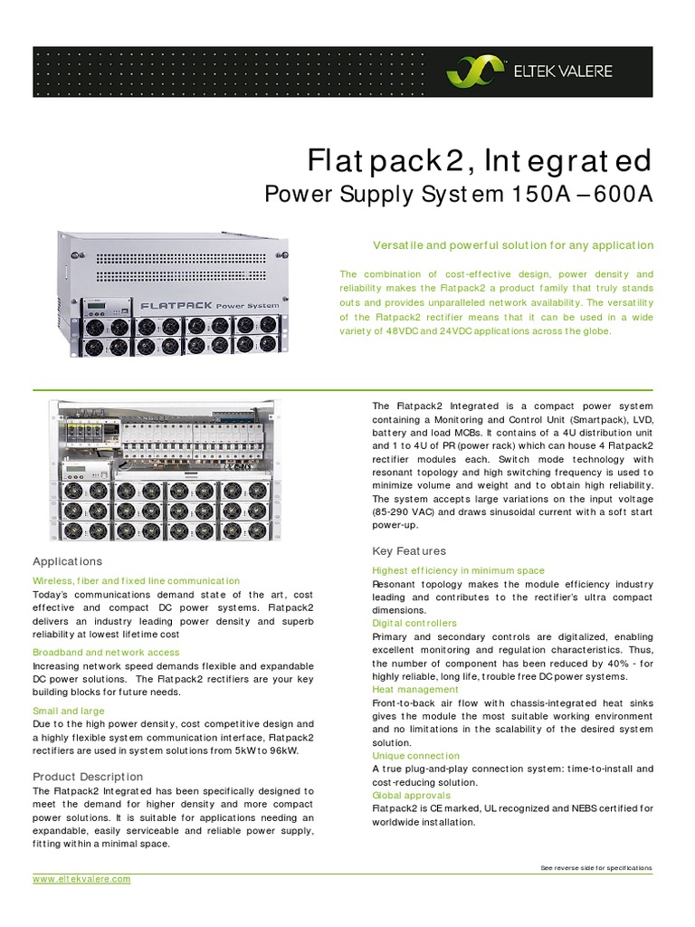 DS3 DSheet Flatpack2 System Integrated v5 | PDF | Power Supply | Fuse (Electrical)