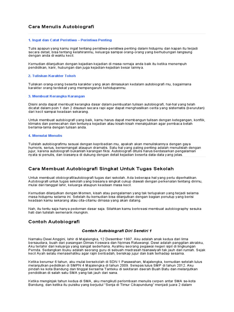 Cara Menulis Autobiografi Pdf