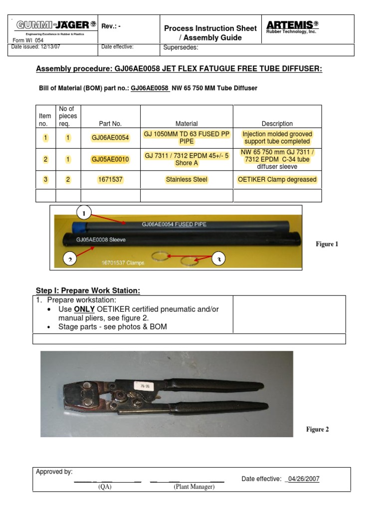Process Instruction Sheet / Assembly Guide | PDF | Manufactured Goods ...