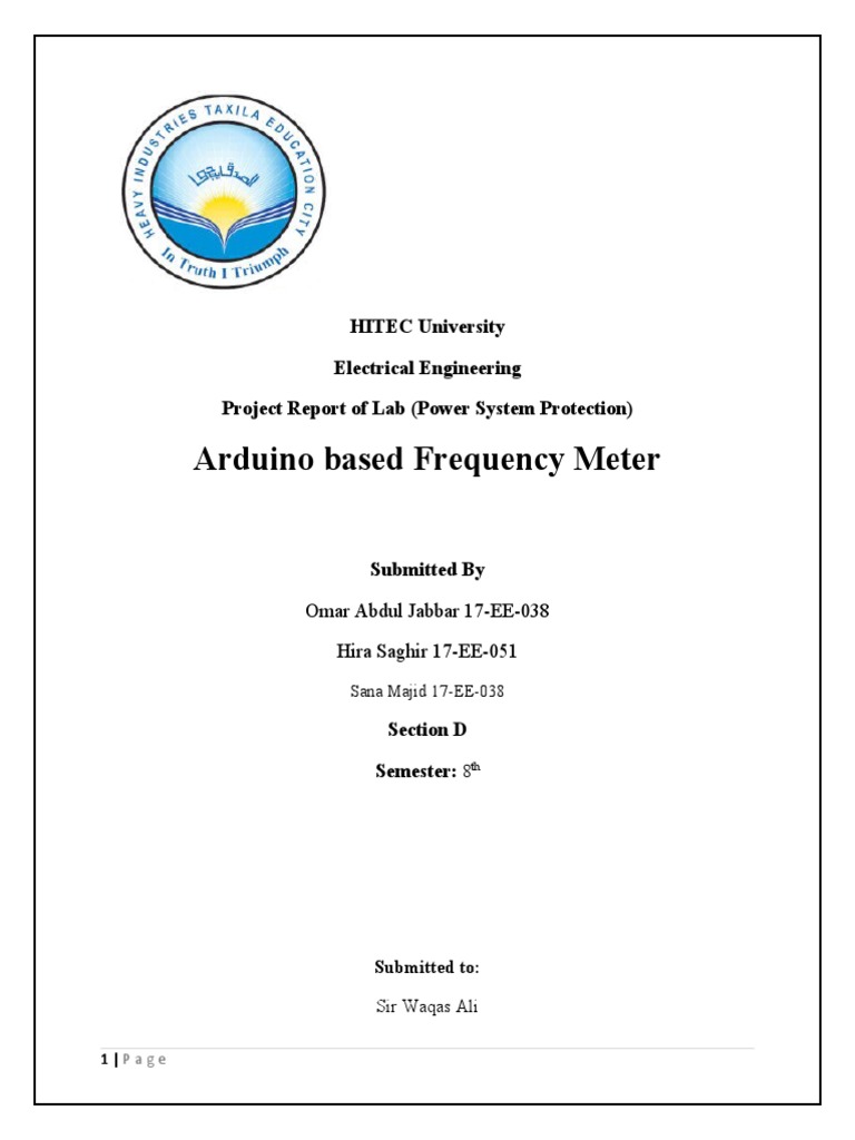 Arduino Based Frequency Meter: HITEC University Electrical Engineering ...