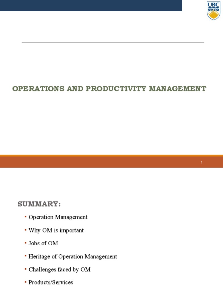 Operations and Productivity Management | PDF | Operations Management ...