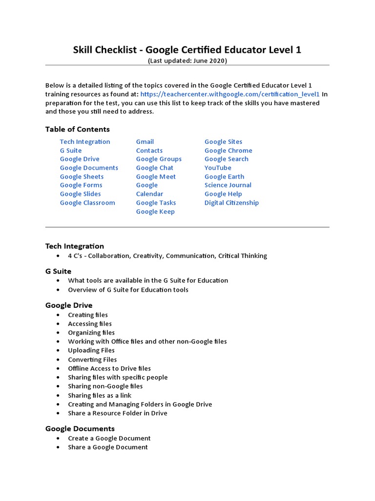 Google Skill Checklist | PDF | Gmail | Google