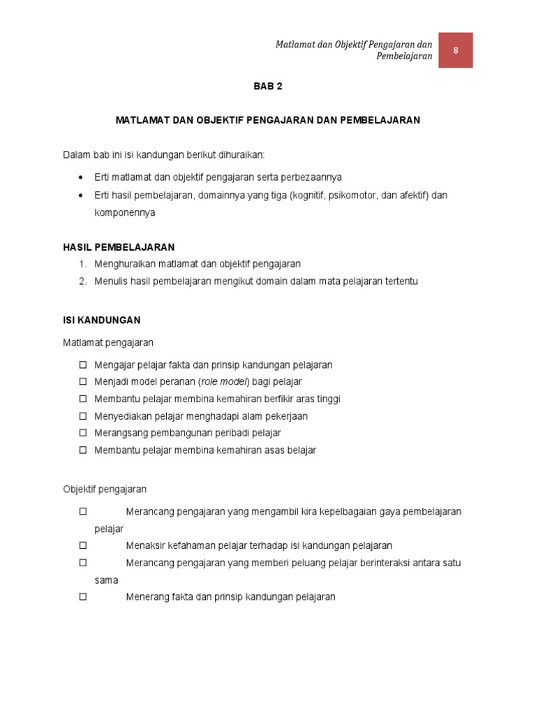BAB 2 Matlamat Dan Objektif | PDF | Karier & Perkembangan ...