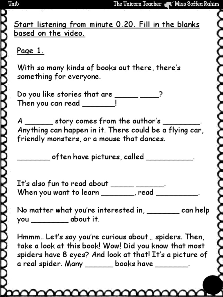 Book Genres Worksheet | PDF