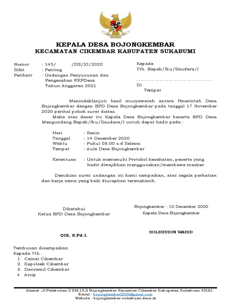 Undangan Penyusunan Dan Penyesahan RKP | PDF | Griya & Taman