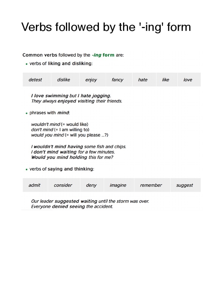 Verbs Ing Form | PDF