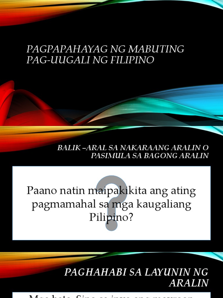 Pagpapahayag NG Mabuting Pag Uugali NG Filipino | PDF