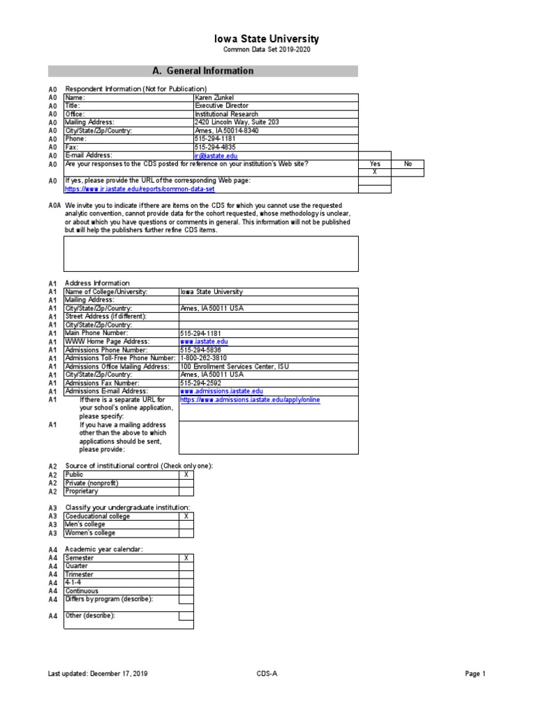 Iowa State University: A. General Information | Download Free PDF | Act ...