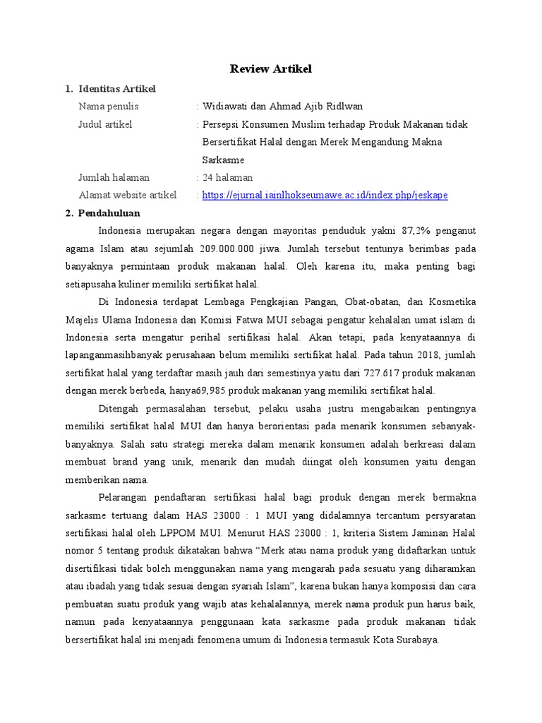 Contoh Review Artikel Ilmiah | PDF