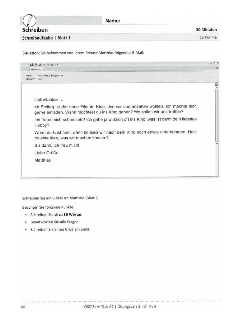 A2 OSD SchreibenÜ2 | PDF