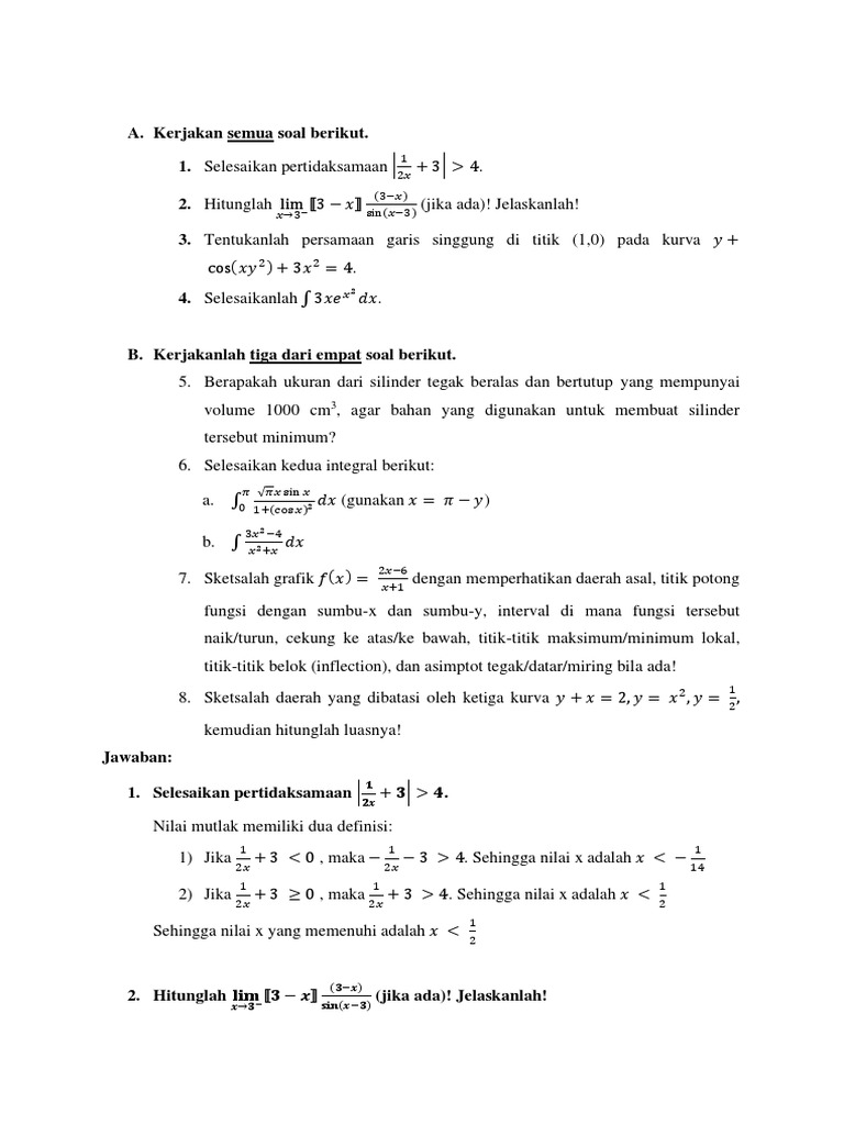 Kalkulus (Limit Dan Integral) | PDF
