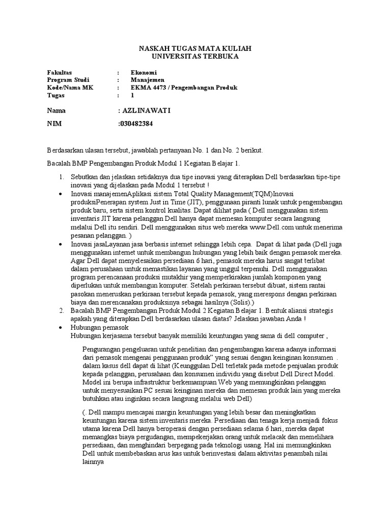 Tugas 1 Ekma4473 | PDF