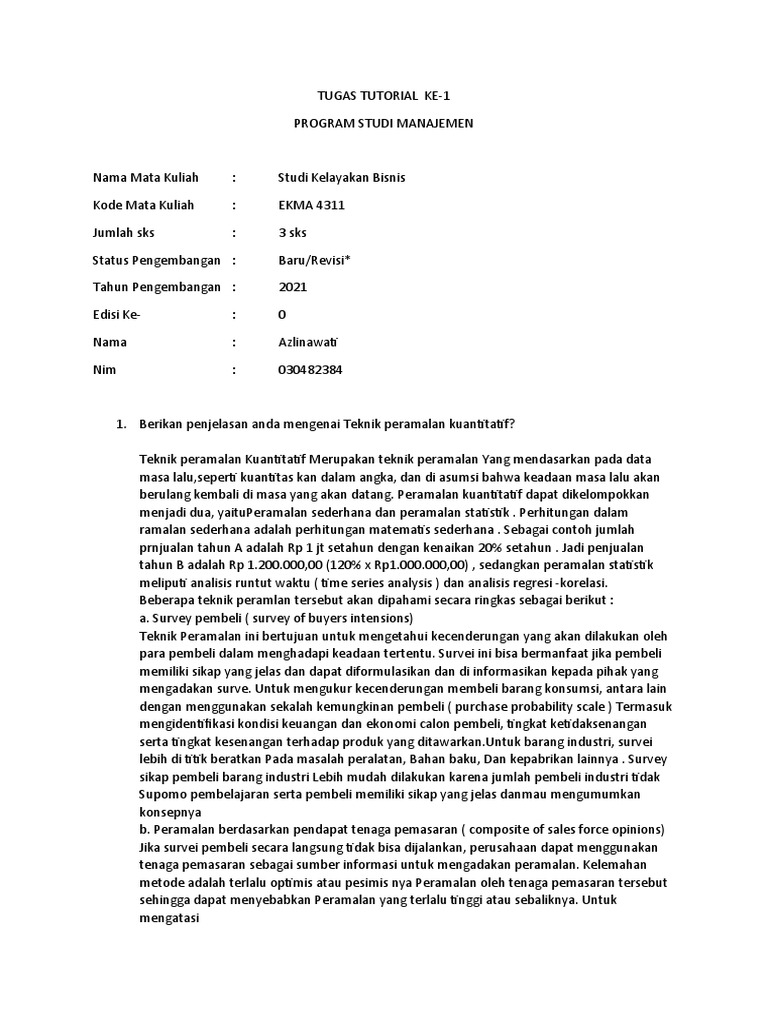 Tugas Tutorial 1 Ekma 4311 | PDF