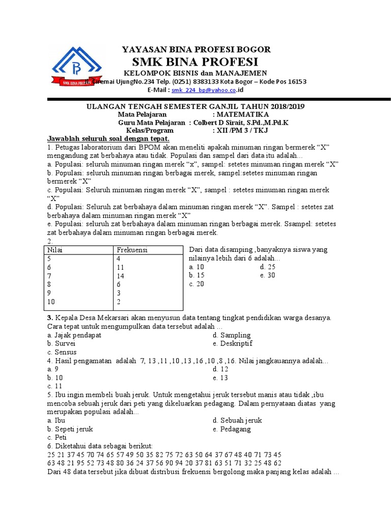 Uts Ganjil Xii PM3 TKJ 18-19 | PDF