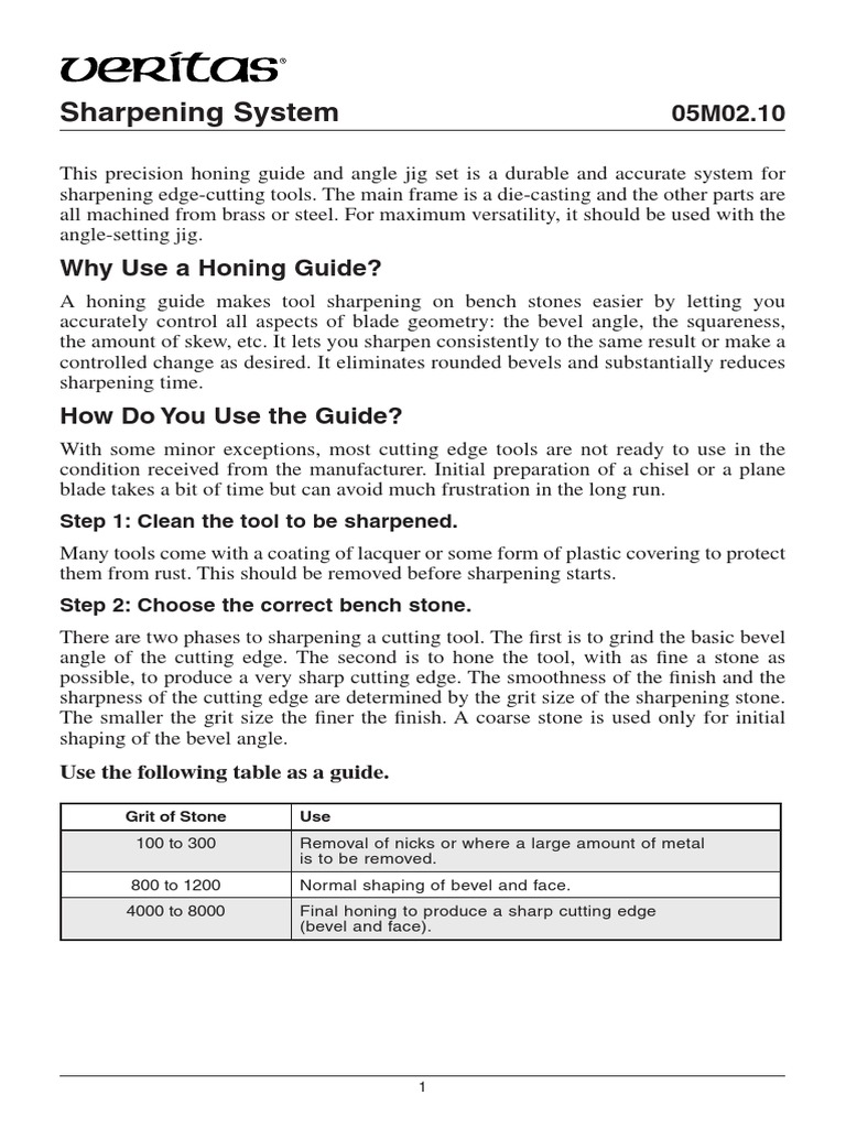 Veritas Sharpening System | PDF | Tools | Industrial Processes