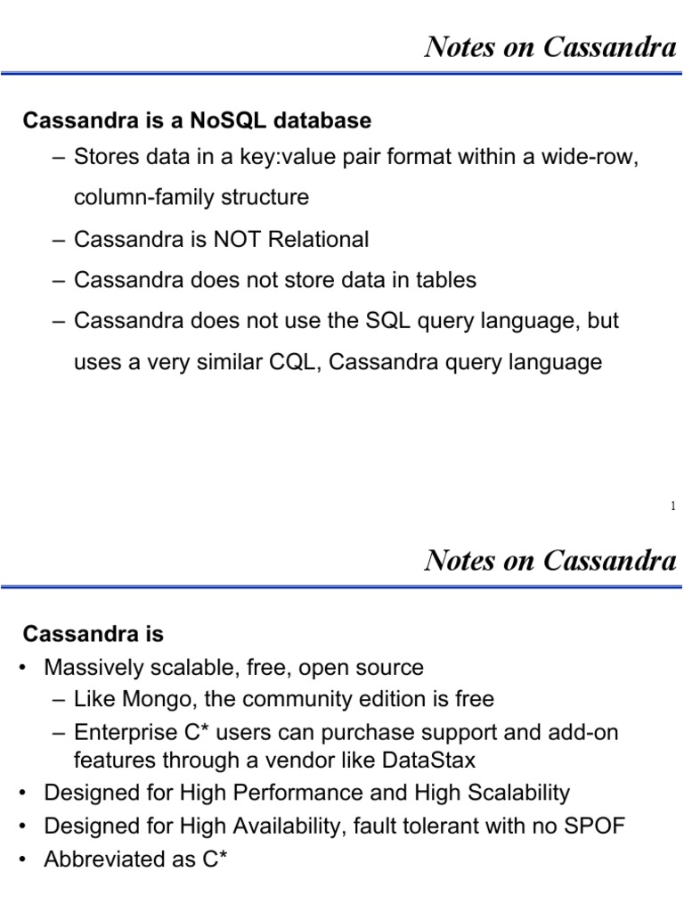 Notes On Cassandra Cassandra Is A Nosql Database Pdf Computer 4038