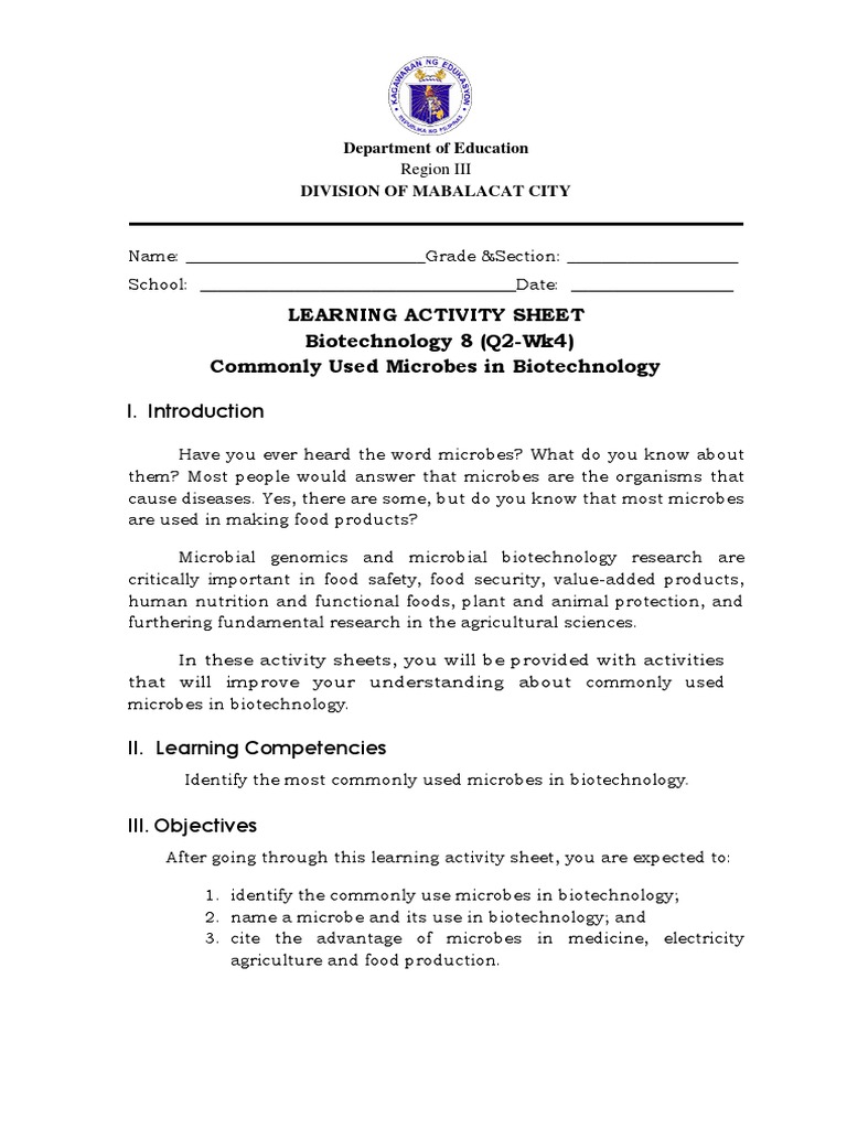 Biotech STE 8 Q2 Lesson 4 Identify The Commonly Used Microbes in ...