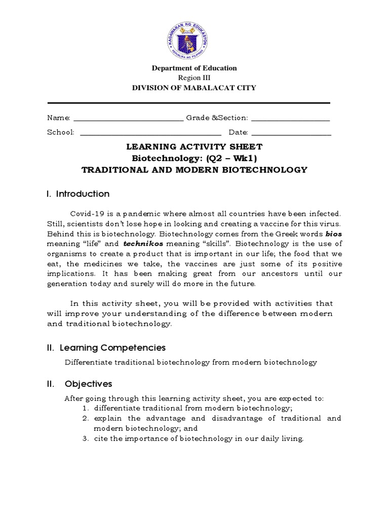 Biotech STE 8 Q2 Lesson 1 Difference Between Traditional and Modern ...